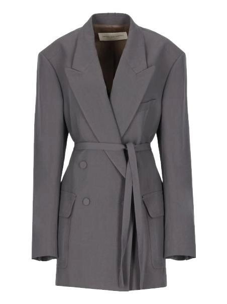 Dries Van Noten Double-breasted Belted Blazer - Grey