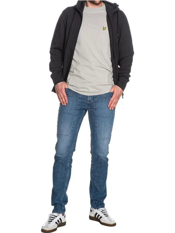 K-WAY Full Zip Hooded Sweatshirt With Logo Detail - Blue
