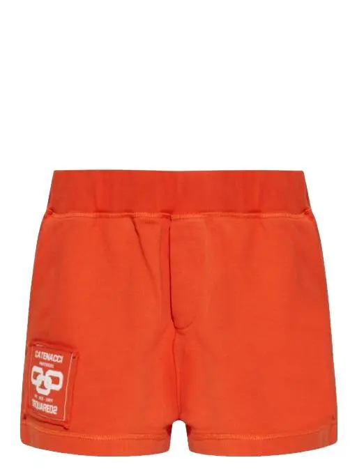 Dsquared2 Elasticated Waistband Shorts With Logo Patch - Orange