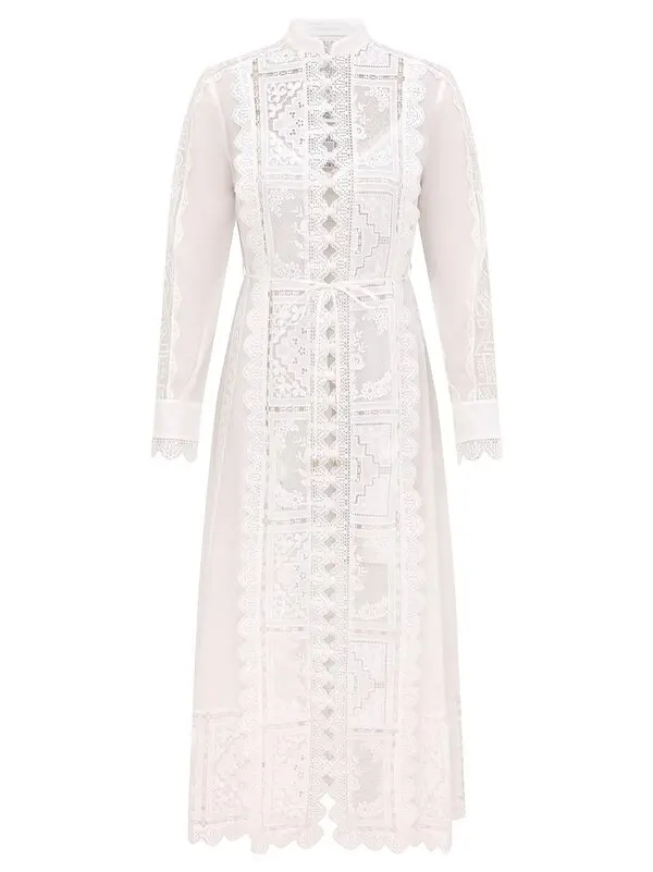 Zimmermann Midi Aster Embroidered Dress - Ivory