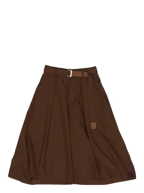 Sacai Wool Blend Pleated Shorts - Brown