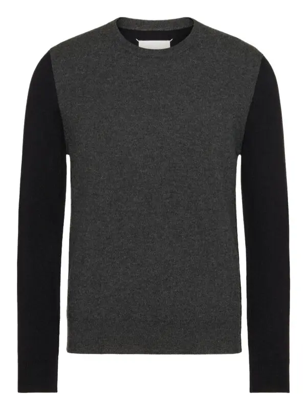MAISON MARGIELA Two-tone Crewneck Jumper With Ribbed Details - Grey