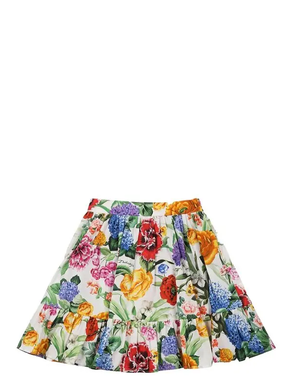 Dolce & Gabbana Floral Print Ruffle Hem Skirt - Multicolor