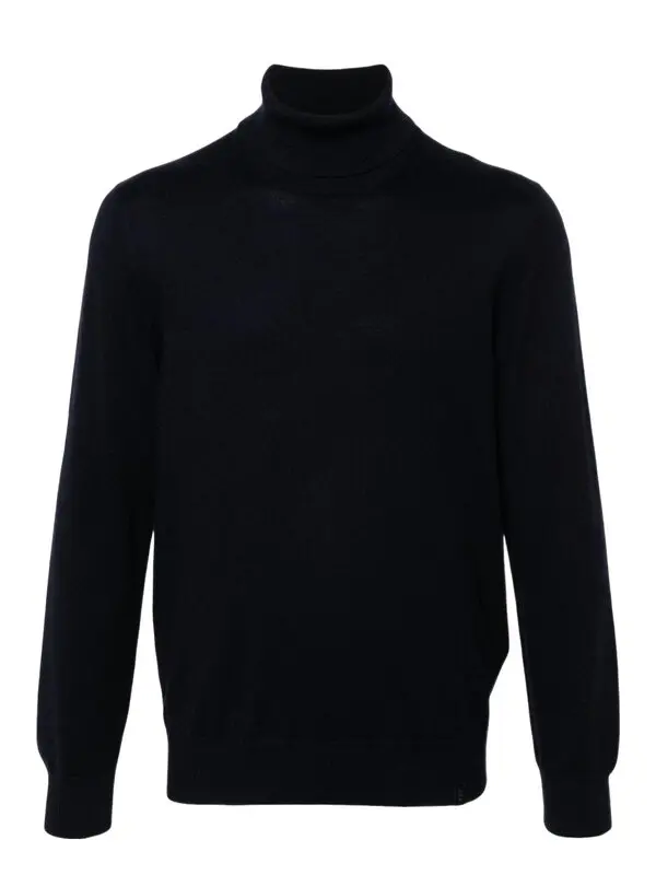 FAY Ribbed Turtleneck Knitwear - Blue