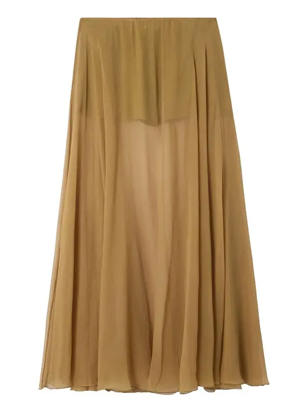 Chloé Pleated Elastic Waist Midi Skirt - Golden