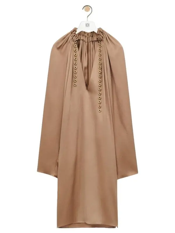 Loewe Long-sleeved Chained Dress - Brown