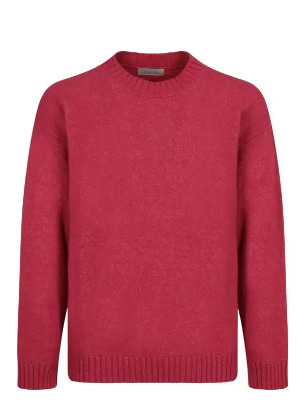 LANEUS Ribbed Knit Pullover - Red