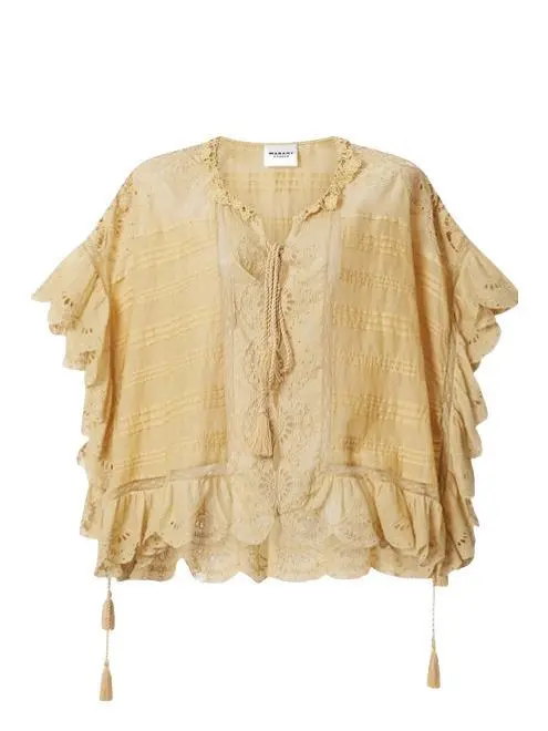 Isabel Marant Étoile Floral Lace Kaftan Top - Nude