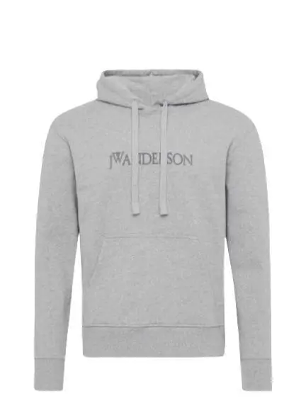 J.W.ANDERSON Logo Embroidered Drawstring Hoodie - Grey