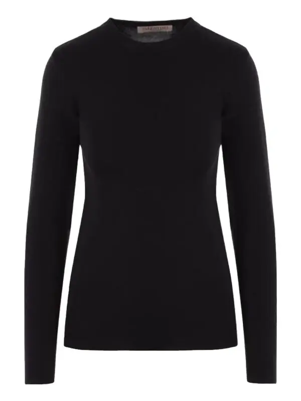 Valentino Garavani Long-sleeved Crewneck Knitted Jumper With Cutout - Black