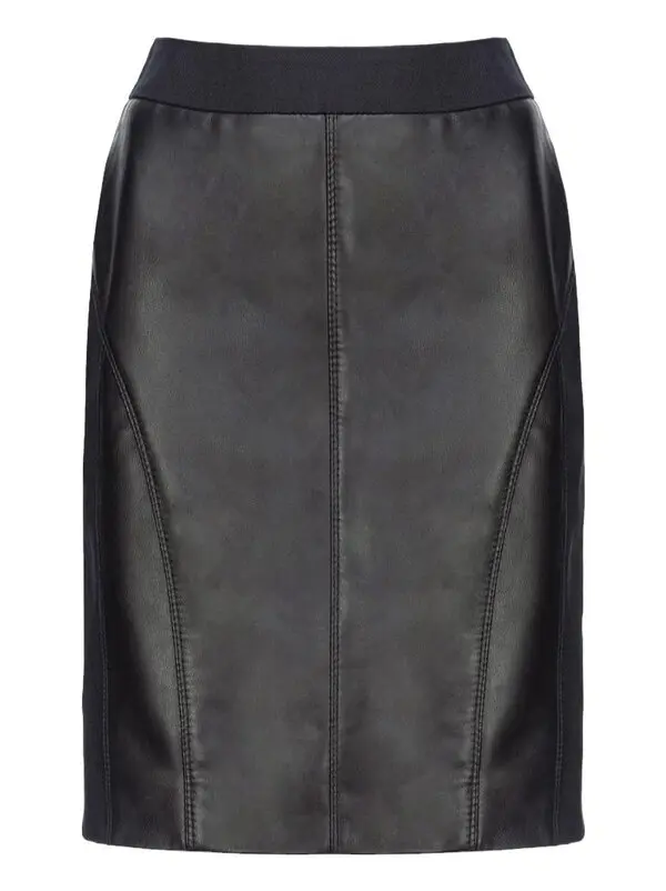 Pinko High-waist Zipped Leather Skirt - Black