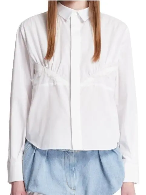 Sacai Long Sleeve Shirt With Lace Splicing - White
