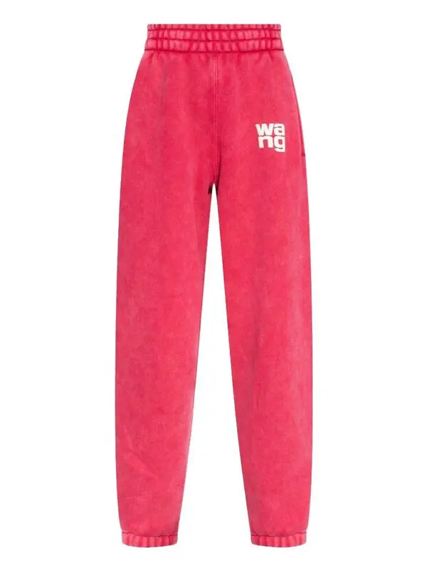 Alexander Wang Rubberised Logo Cotton-blend Track Pants - Red