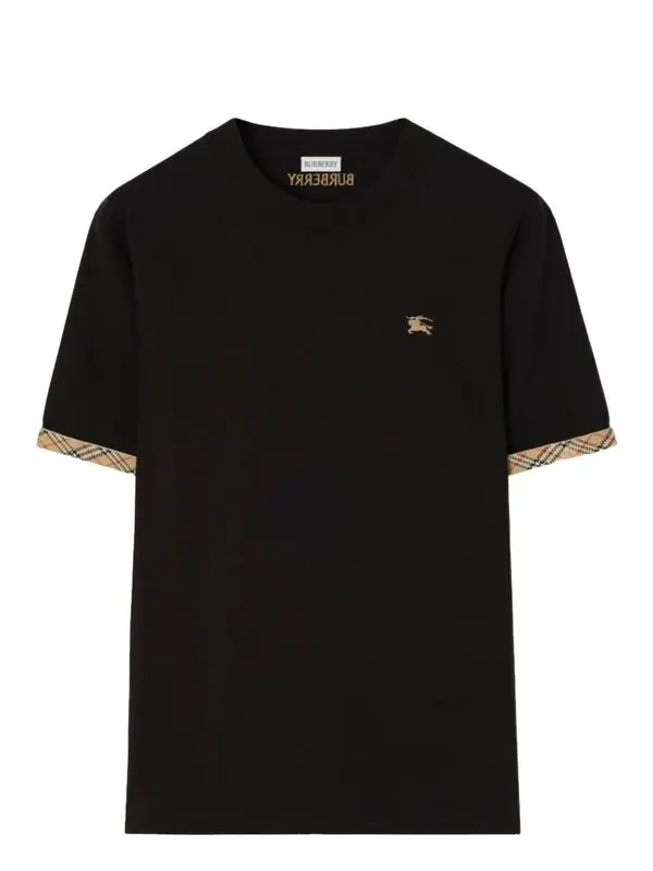Burberry Check Trim Crewneck T-shirt - Black