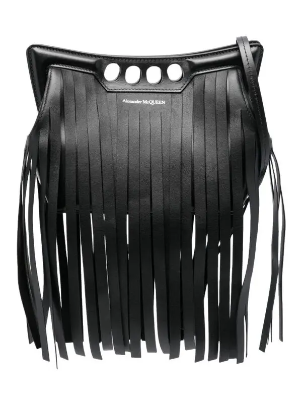 Alexander McQueen The Peak Fringed Mini Shoulder Bag - Black