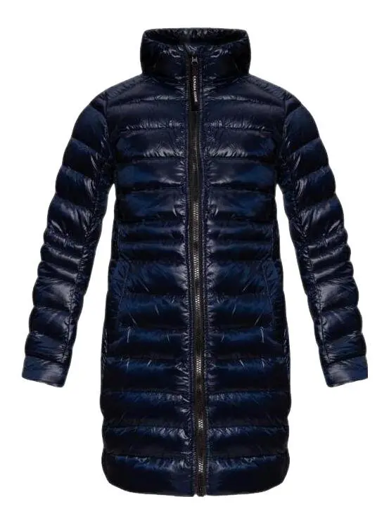 Canada Goose Quilted Down Padded Coat With Logo Decals - Atlantic Navy