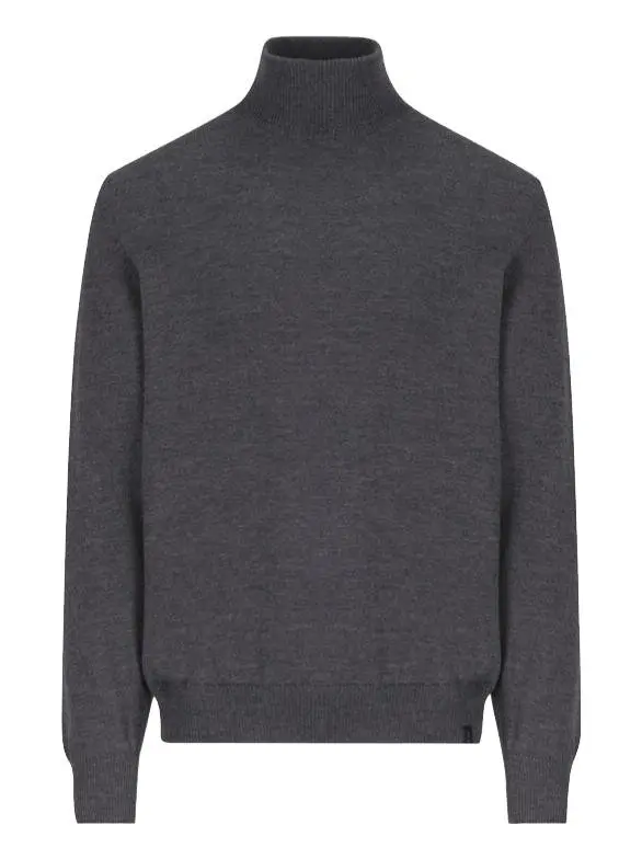 FAY Mock Neck Sweater - Dark Gray