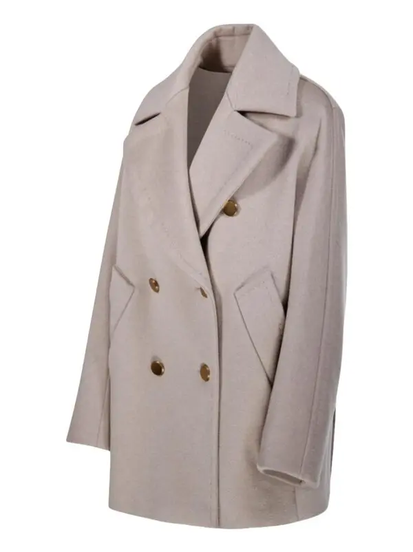 Max Mara Double-breasted Long-sleeved Coat - Nude
