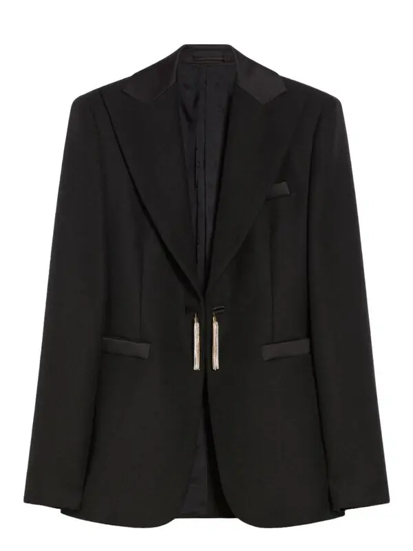 Max Mara Tassel Detailed Collared Blazer - Black