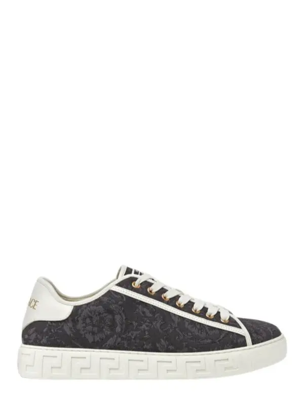 Versace Barocco Greca Jacquard Lace-up Sneakers - White