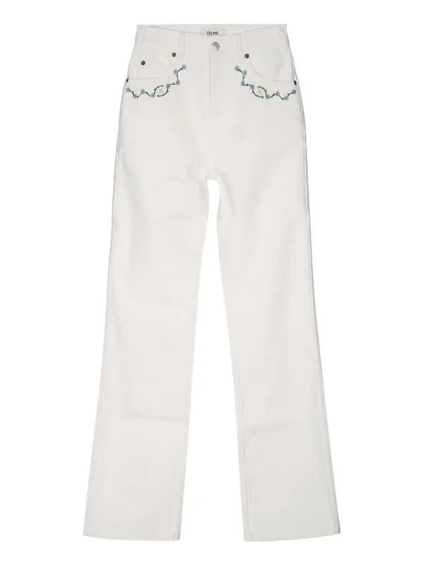 Celine Embroidered Jeans - White