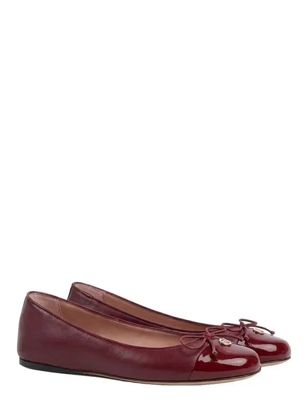 Gucci Ballet Flats With Bow And Double G Detail - Ancora Red