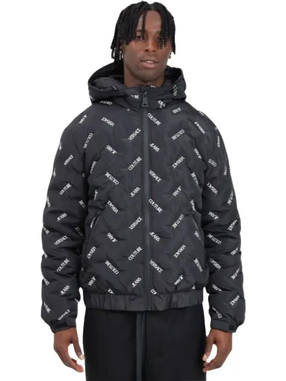 Versace Logo Puffer Jacket - Black