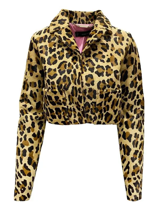 Dsquared2 Leopard Print Cropped Jacket - Black