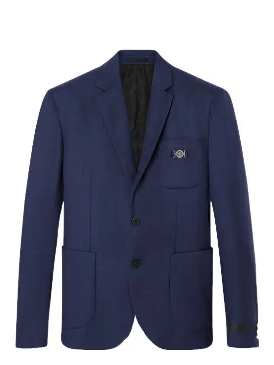 Versace Medusa Head Single-breasted Tailored Blazer - Blue