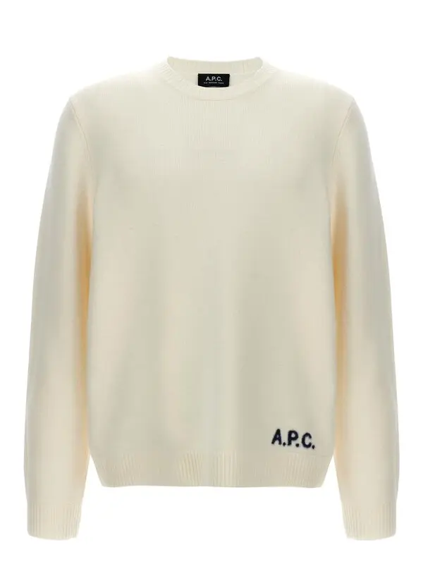 A.p.c. Crewneck Knitted Jumper With Logo - White