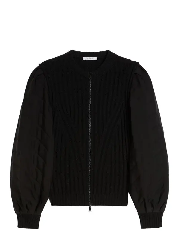 Max Mara Zip-up Ribbed Cardigan - Black