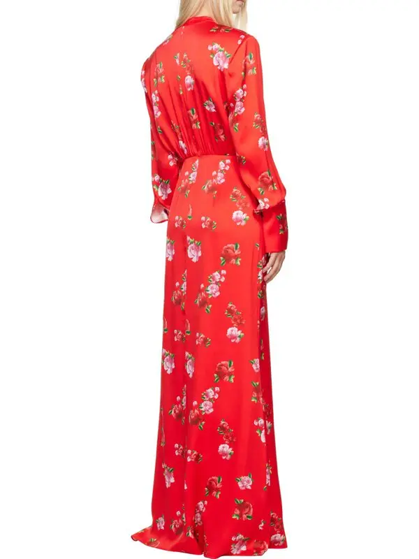 Magda Butrym High-necked Floral Maxi Dress - Red