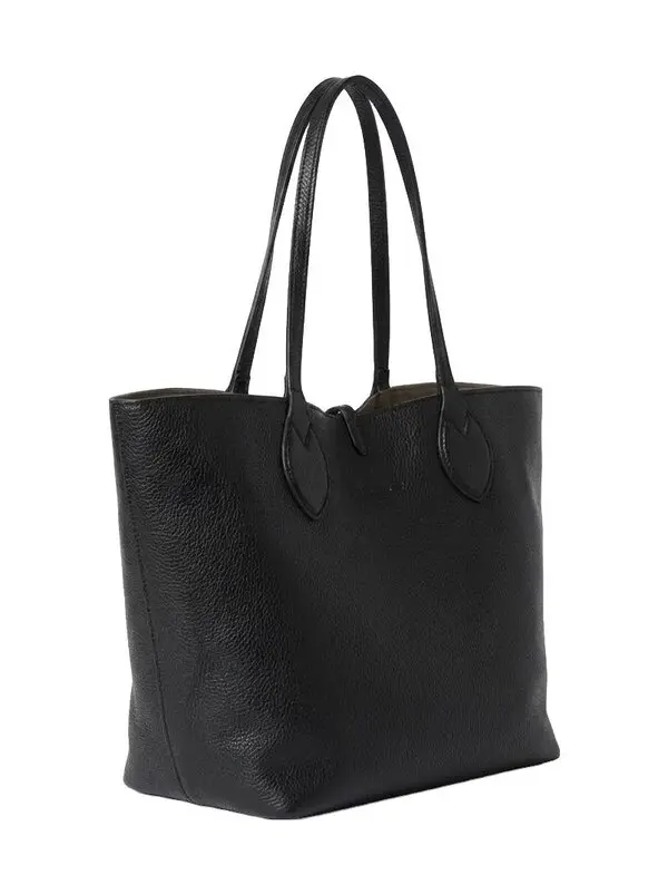 Gucci Totissima Large Reversible Tote Bag - Black Grained Leather On One Side And Beige And Dark Brown On The Other