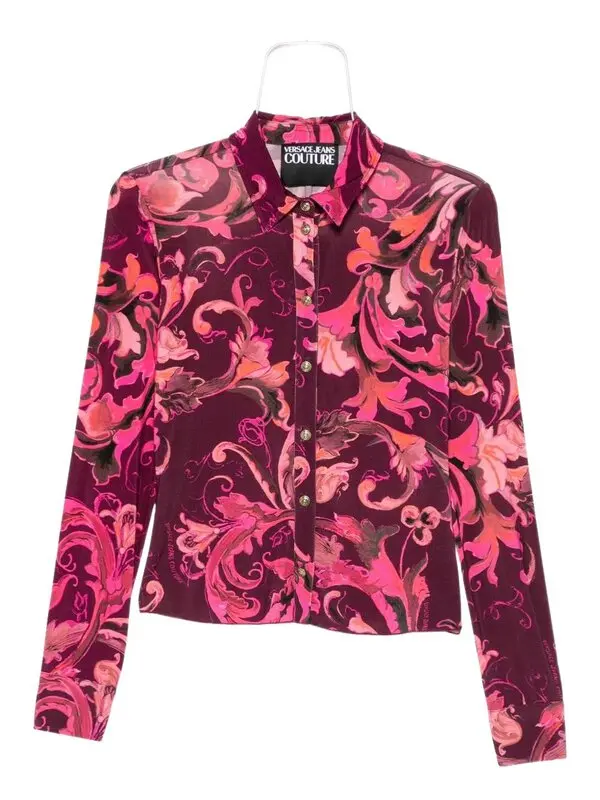 Versace Porcelain Barocco Print Button-up Shirt - Red