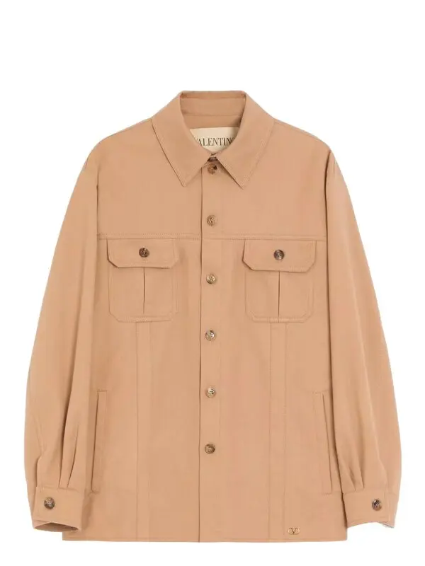 Valentino Garavani Button-up Gabardine Shirt Jacket - Camel