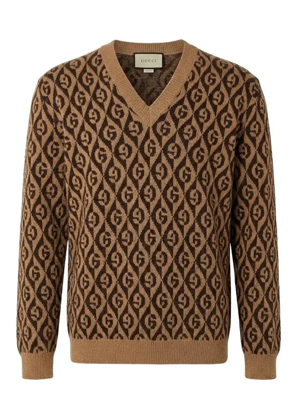 Gucci Geometric Pattern Wool Pullover - Brown