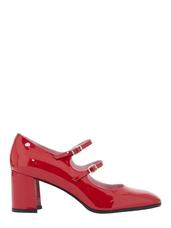 CAREL Alice Mary Jane Block Heel Pumps - Vernis Rouge