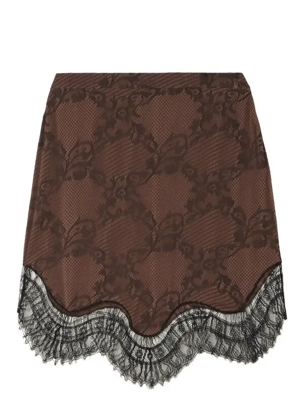 TOM FORD Lace Trimmed Skirt - Brown