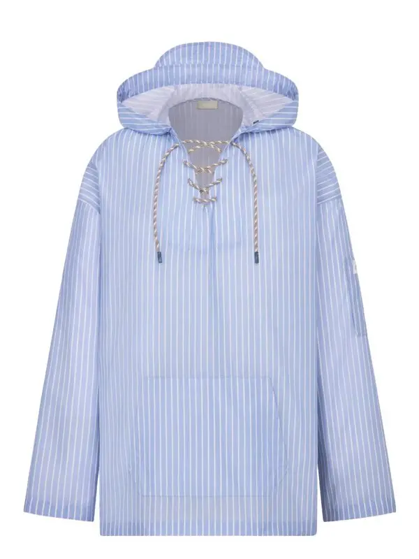 Dior Striped Hooded Shirt - Blue