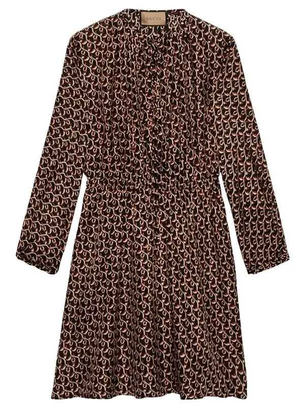 Gucci Interlocking G Chain Print Dress - Brown