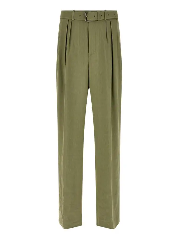 Dries Van Noten Pleated Wide Leg Trousers - Green