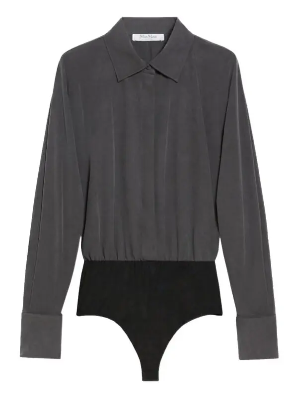 Max Mara Tempo Buttoned Long-sleeved Top - Dark Gray