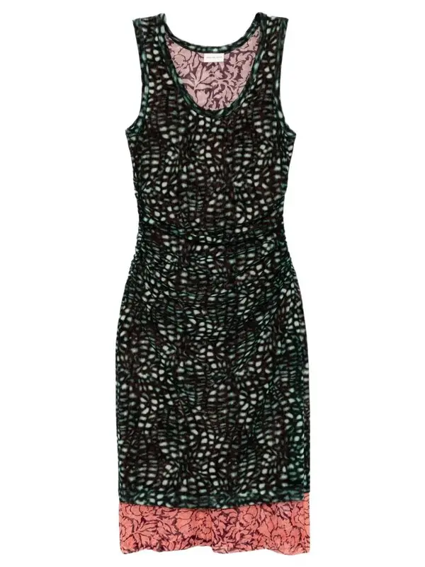 Dries Van Noten Sleeveless Graphic Print Dress - Black