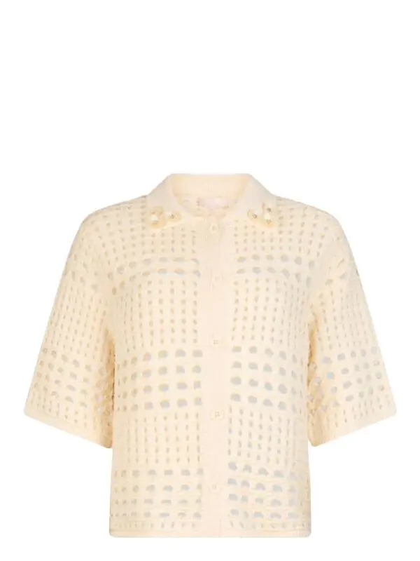 Liu Jo Embellished Openwork Crochet Cardigan - White