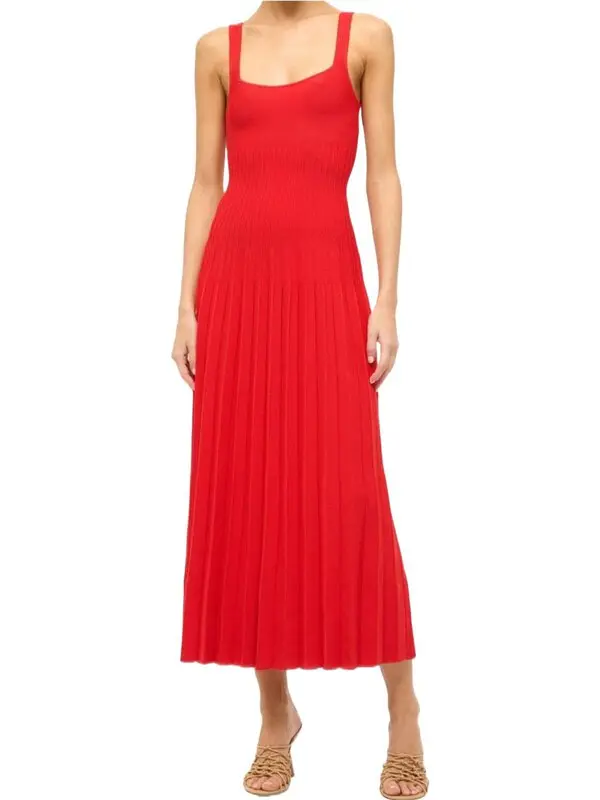 Staud Ellison Sleeveless Midi Dress - Red