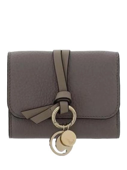 Chloé Logo Plaque Tri-fold Wallet - Gray