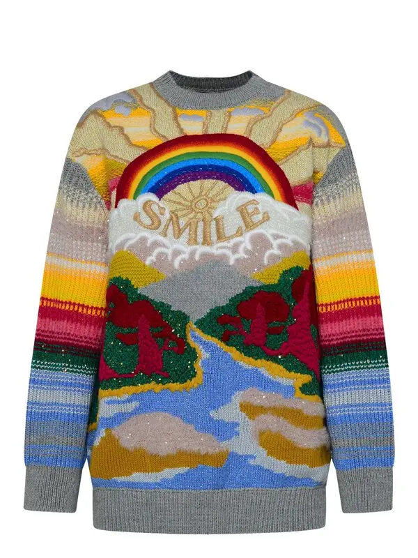 Stella McCartney Smile Embroidered Crewneck Jumper - Gray
