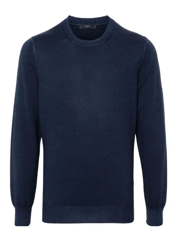 FAY Logo-embroidered Crewneck Jumper - Black