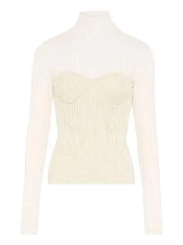 JEAN PAUL GAULTIER Long-sleeved Roll-neck Jumper With Corset Construction - White
