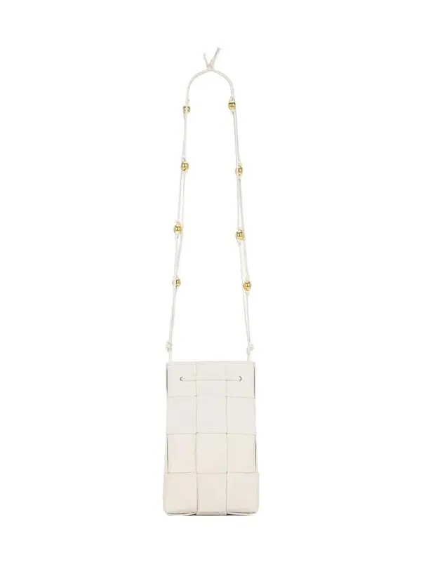 Bottega Veneta Intrecciato Strapped Bucket Bag - White